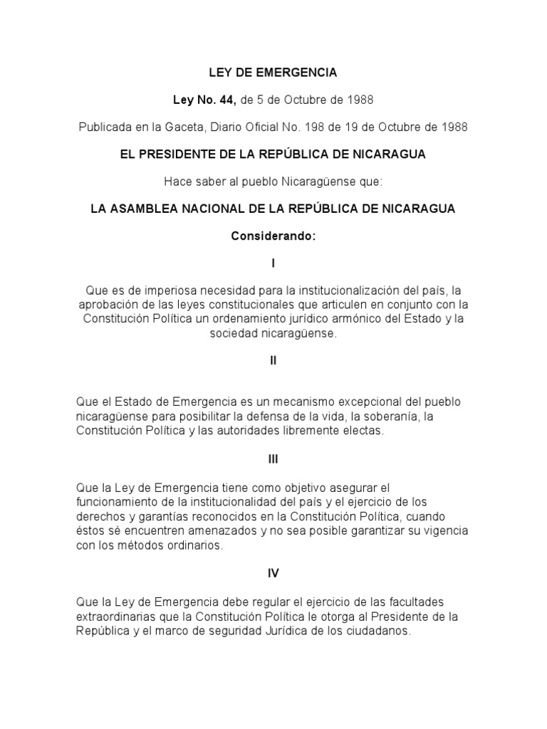 Ley de Emergencia | PDF | Estado de emergencia | Constitución