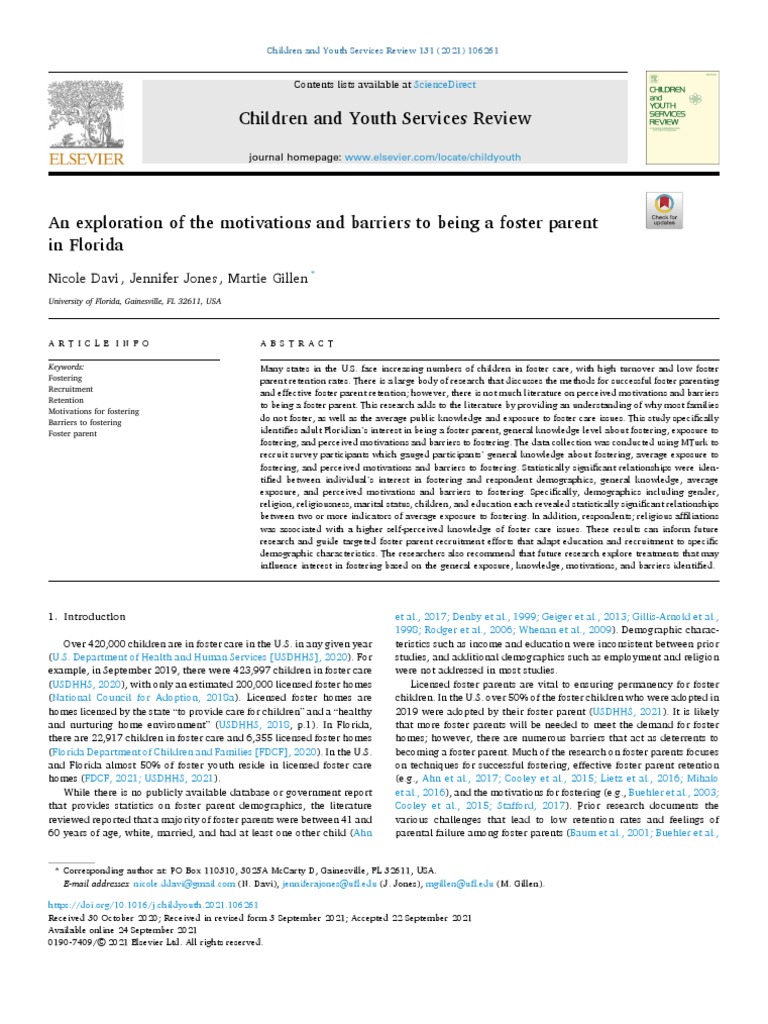 An Exploration of The Motivations and Barriers To Being A Foster Parent ...