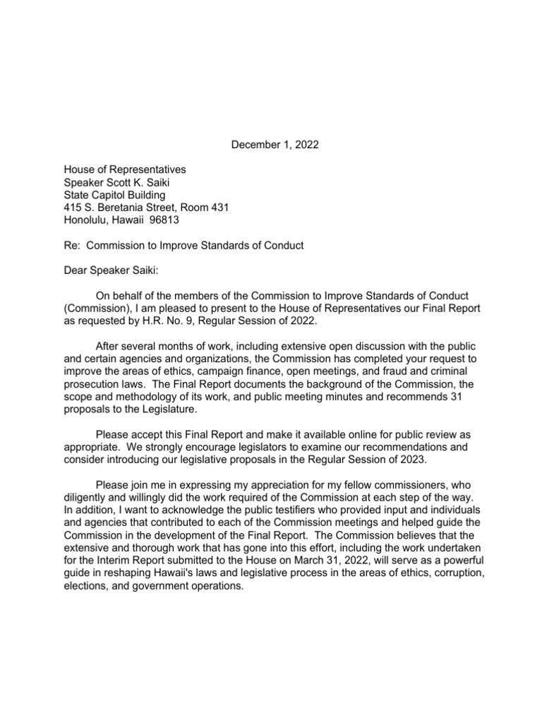 Conduct Commission Report | PDF | Lobbying In The United States | Bribery