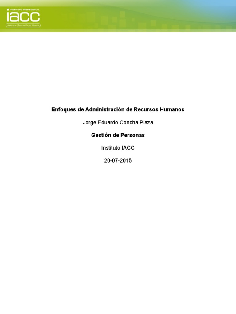 Tarea 1 RRHH SEMANA 1 IACC | PDF | Gestión de recursos humanos | Burocracia