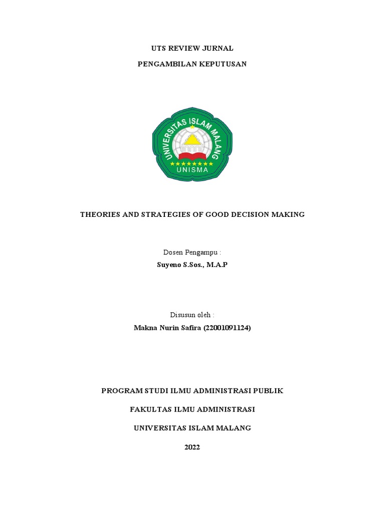UTS PENGAMBILAN KEPUTUSAN REVIEW JURNAL | PDF