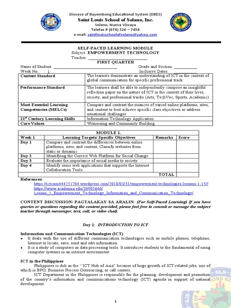 Emptech Module 1st | PDF | World Wide Web | Internet & Web