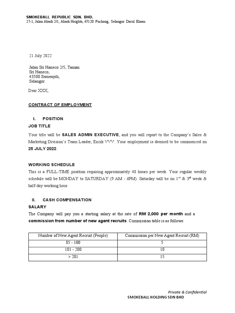 Sales Executive Offer Letter Template | PDF | Employment | Taxes
