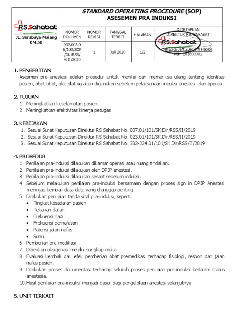 SOP Pra Induksi | PDF
