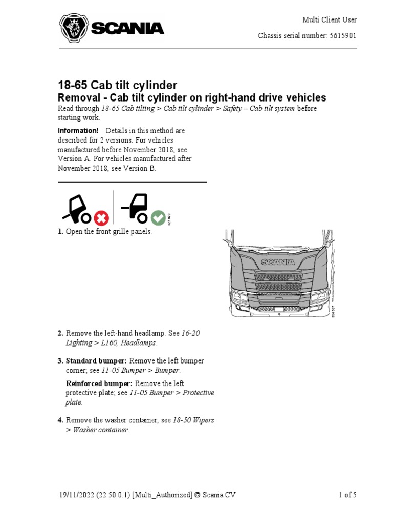 Removal Cab Tilt Cylinder | PDF | Manufactured Goods | Vehicles