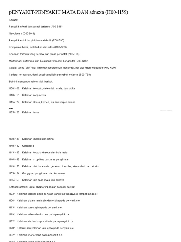 Icd 10 Penyakit Mata | PDF