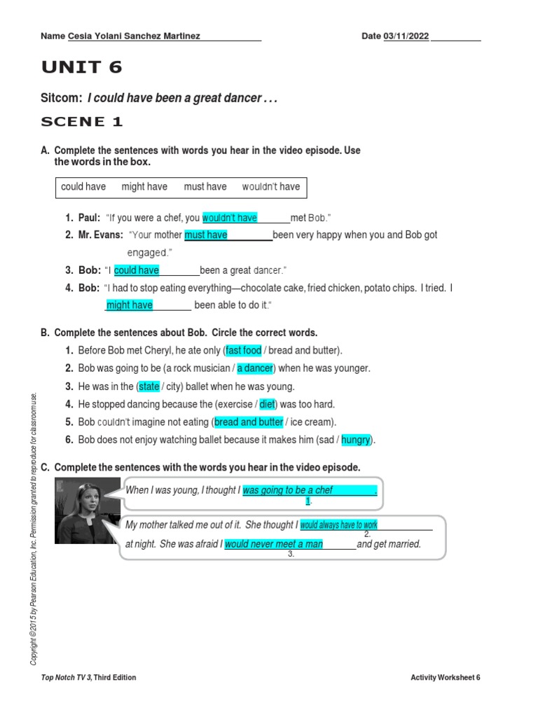 UNIT 06 TV Activity Worksheets.. | PDF