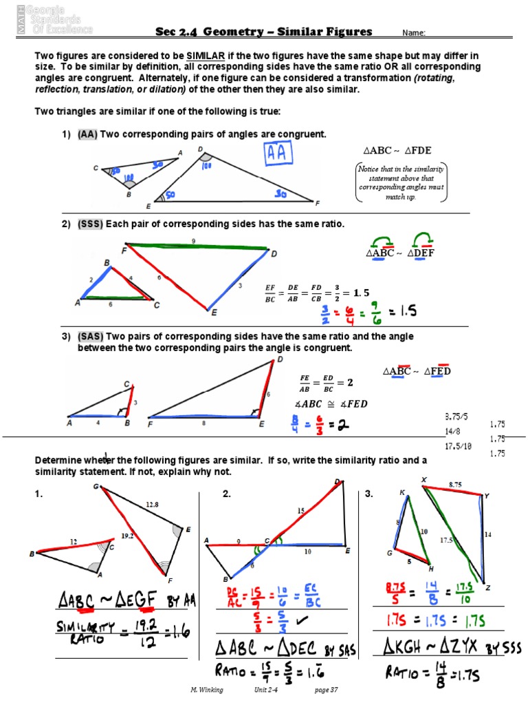 02-04-Similar Figures-Complete | PDF | Triangle | Euclid
