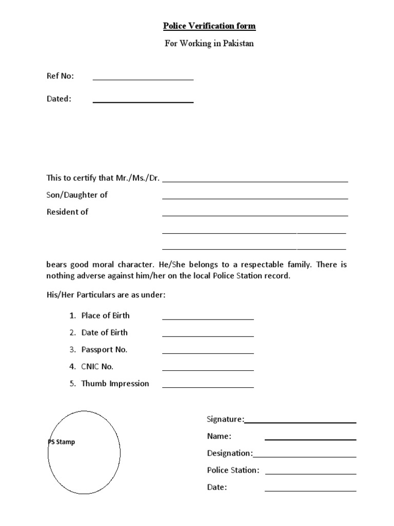 Police Verification Form 2016 | PDF