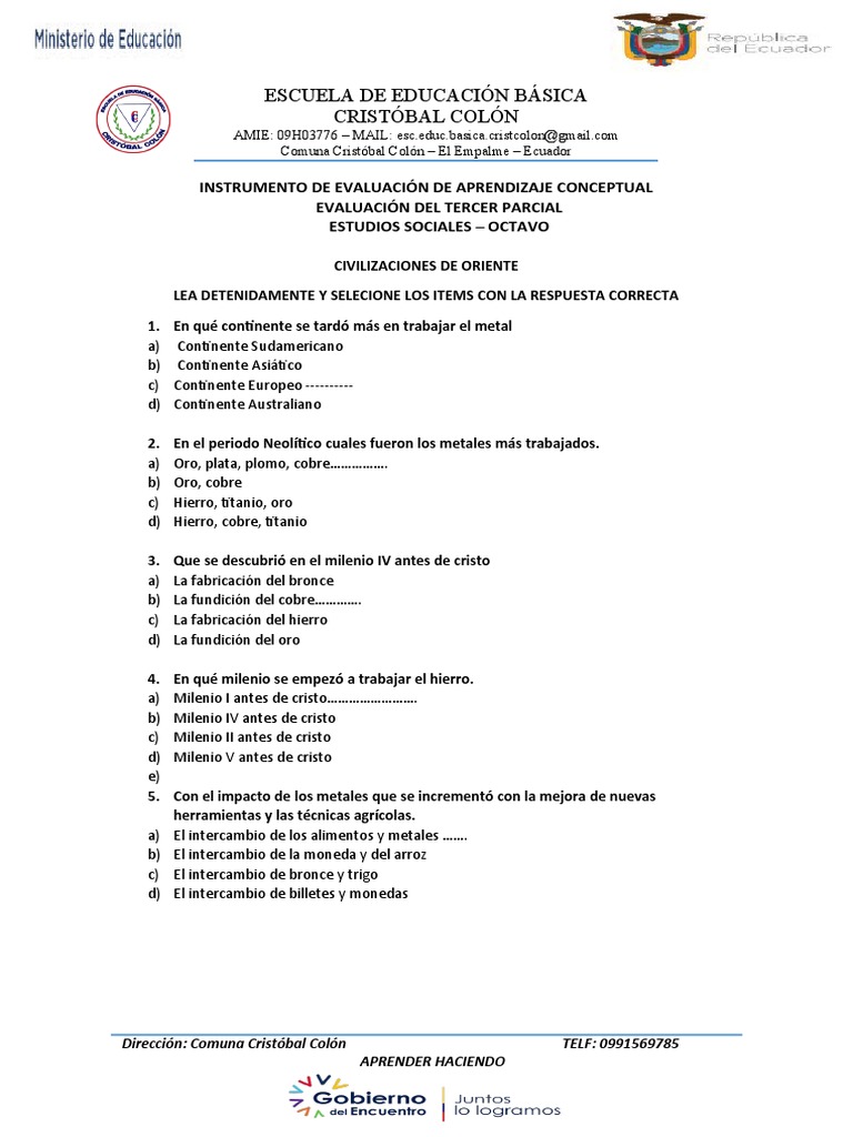 Instrumento de Evaluacion 8vo ESTUDIOS SOCIALES | PDF | Rieles | Fundición