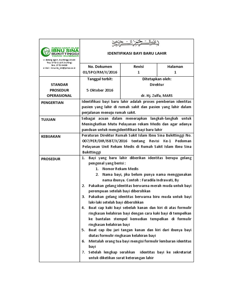 01-Spo-Identifikasi Bayi Baru Lahir | PDF
