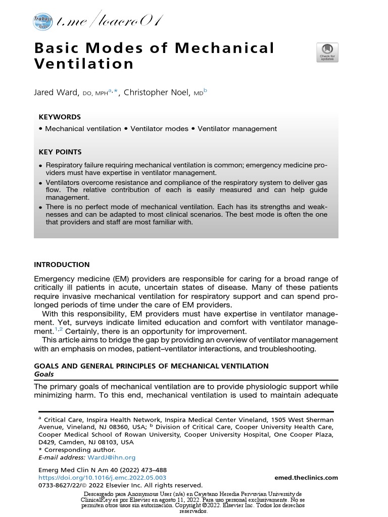 Basic Modes of Mechanical Ventilation | PDF | Medicine | Medical ...