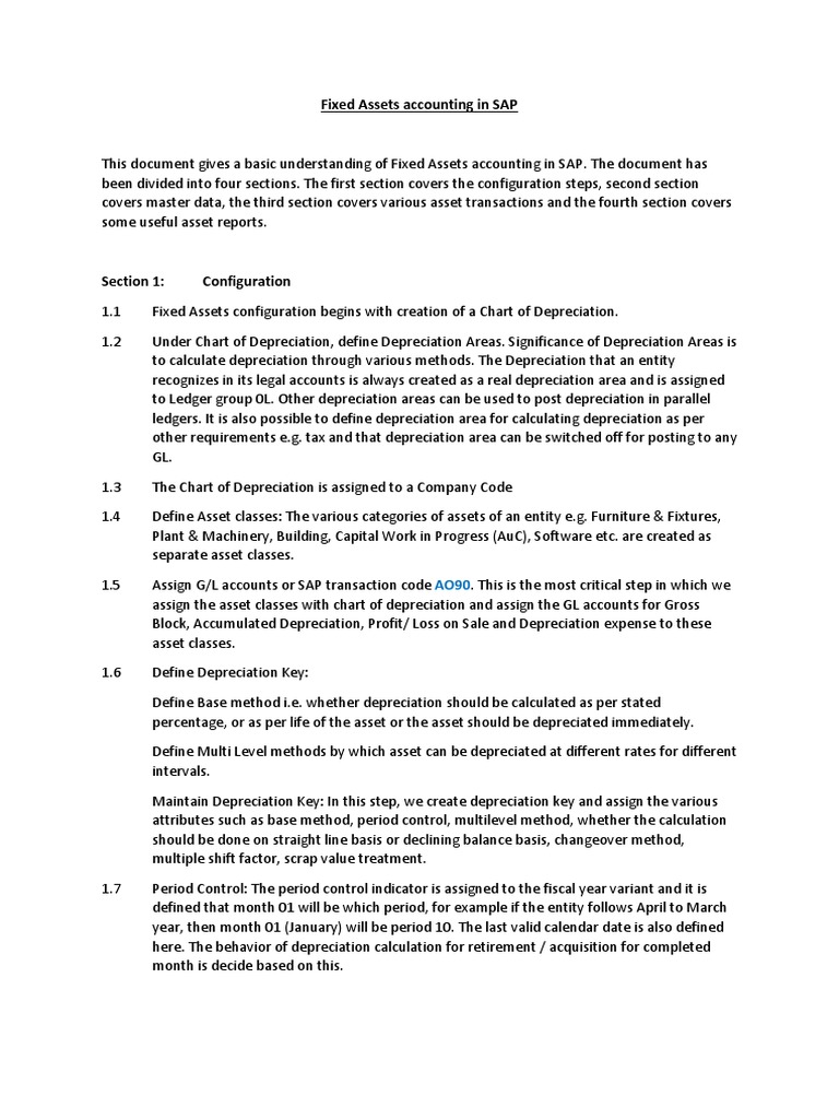 SAP Fixed Assets Accounting Guide | PDF | Depreciation | Value Added Tax