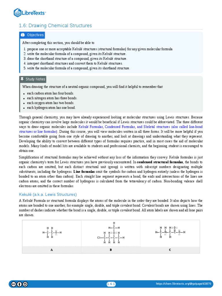 1.6! Drawing Chemical Structures | PDF | Chemical Bond | Molecules