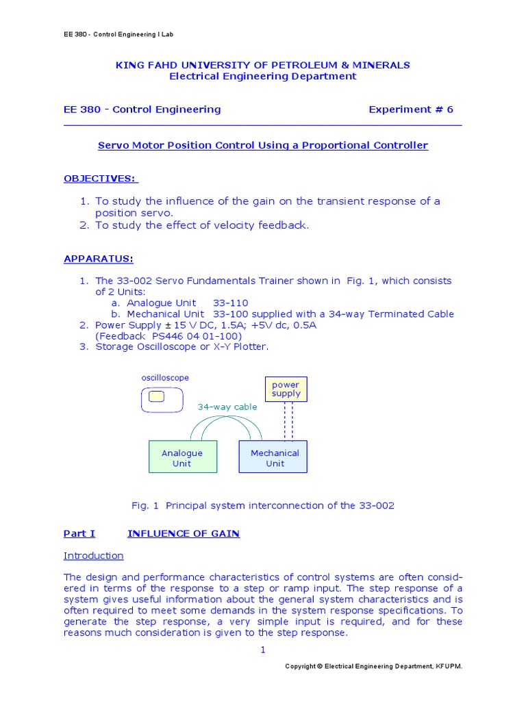 EE380 Lab Experiment 06 | PDF | Amplifier | Electric Motor