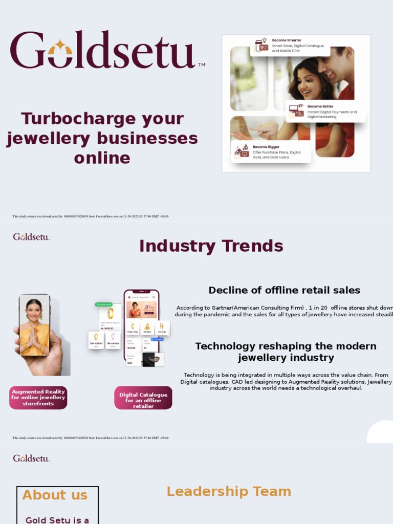 GoldSetu Pitch Deck Mar 2 | PDF | Mobile App | Augmented Reality