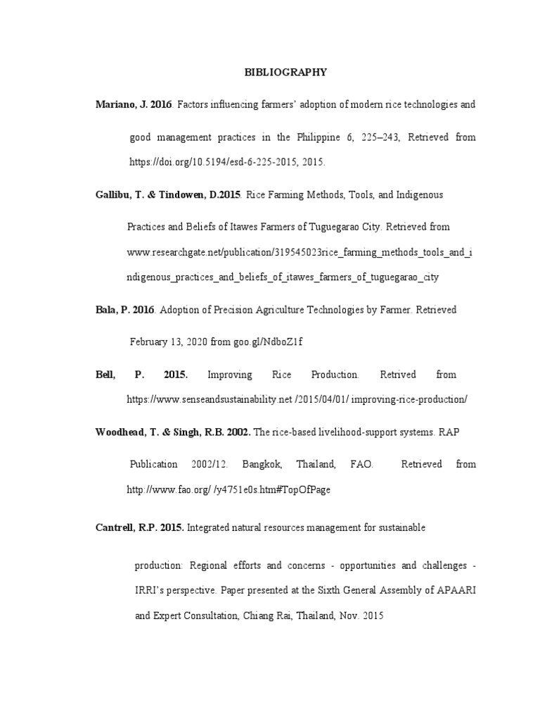 Bibliography and Appendices | PDF | Agriculture