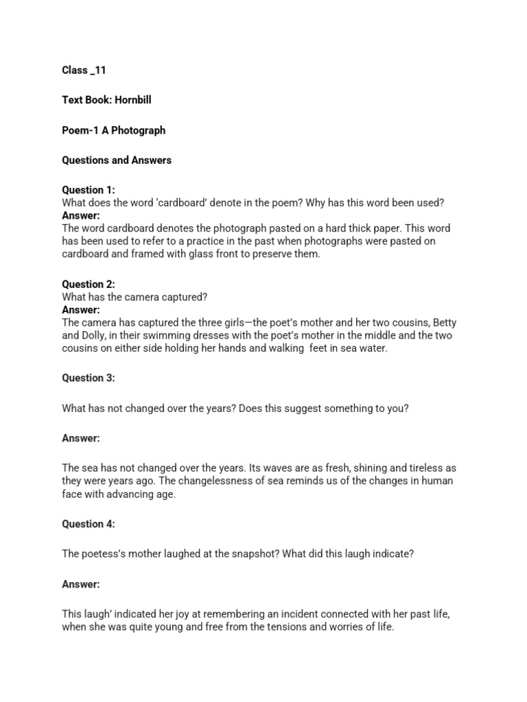 Class 11 A Photograph | Download Free PDF | Laughter