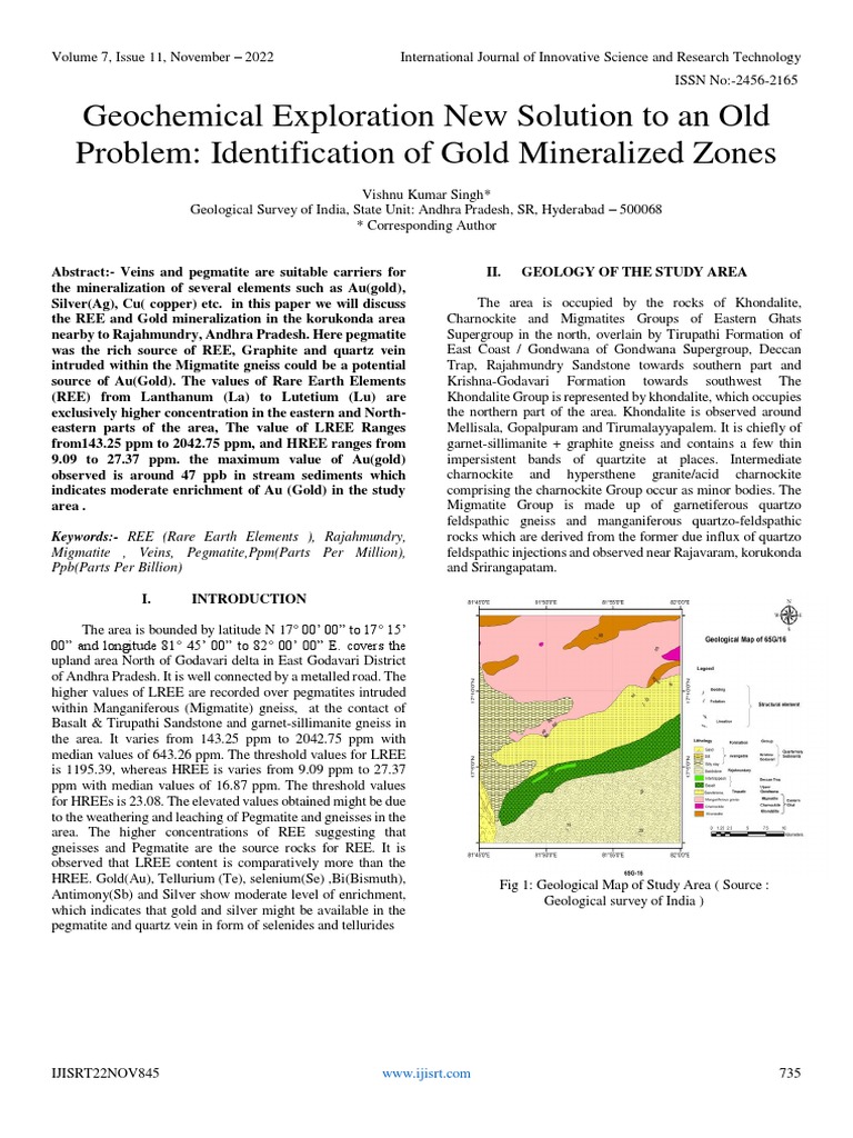 Geochemical Exploration New Solution To An Old Problem Identification of Gold Mineralized Zones ...