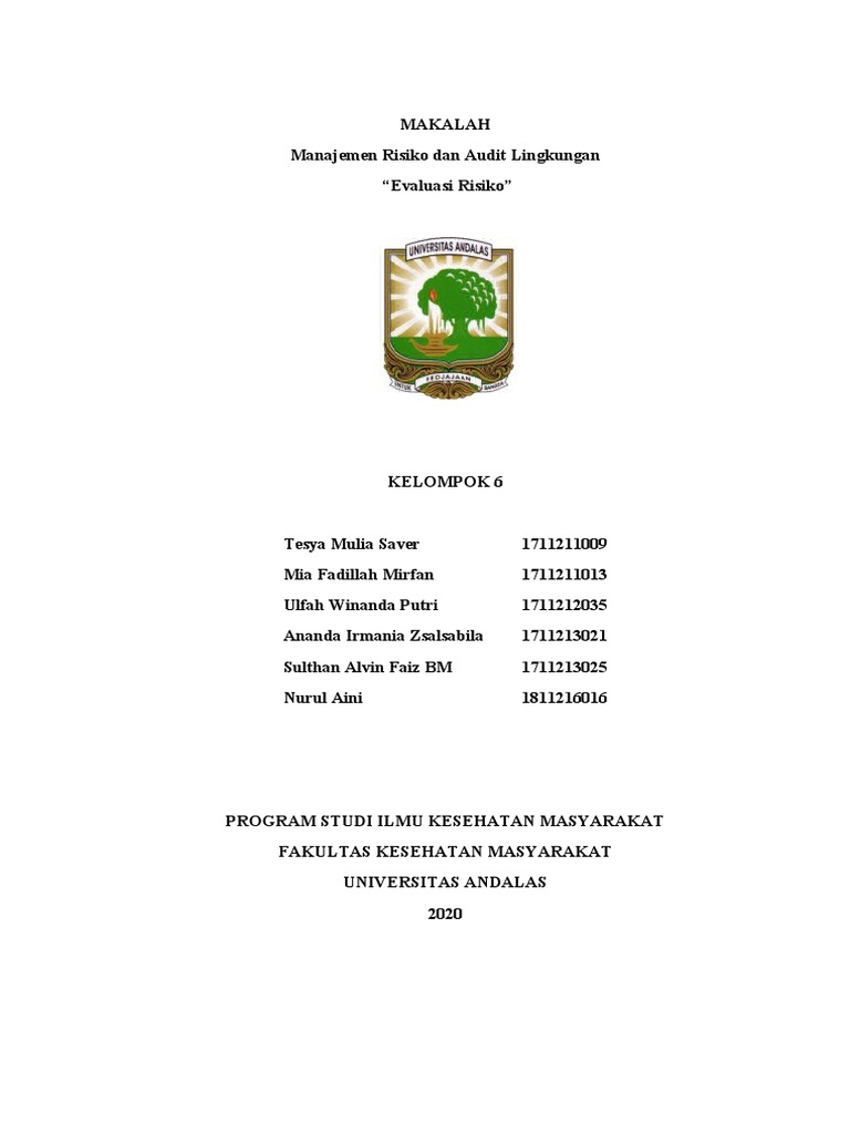 Makalah Kel 6 Evaluasi Risiko | PDF