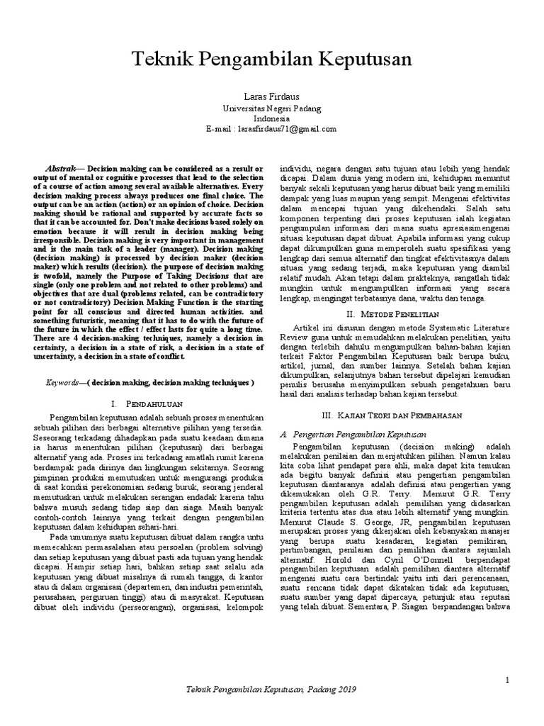 Teknik Efektif Pengambilan Keputusan | PDF