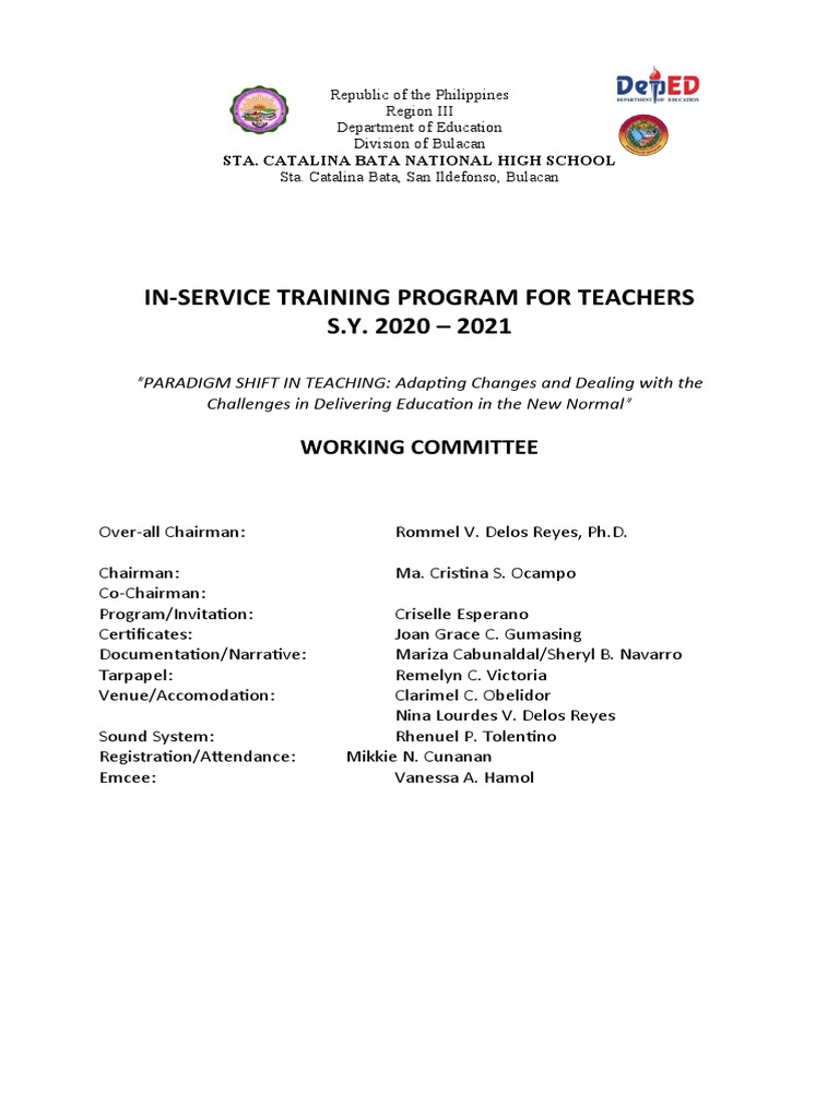 INSET 2020 - Program Matrix | PDF