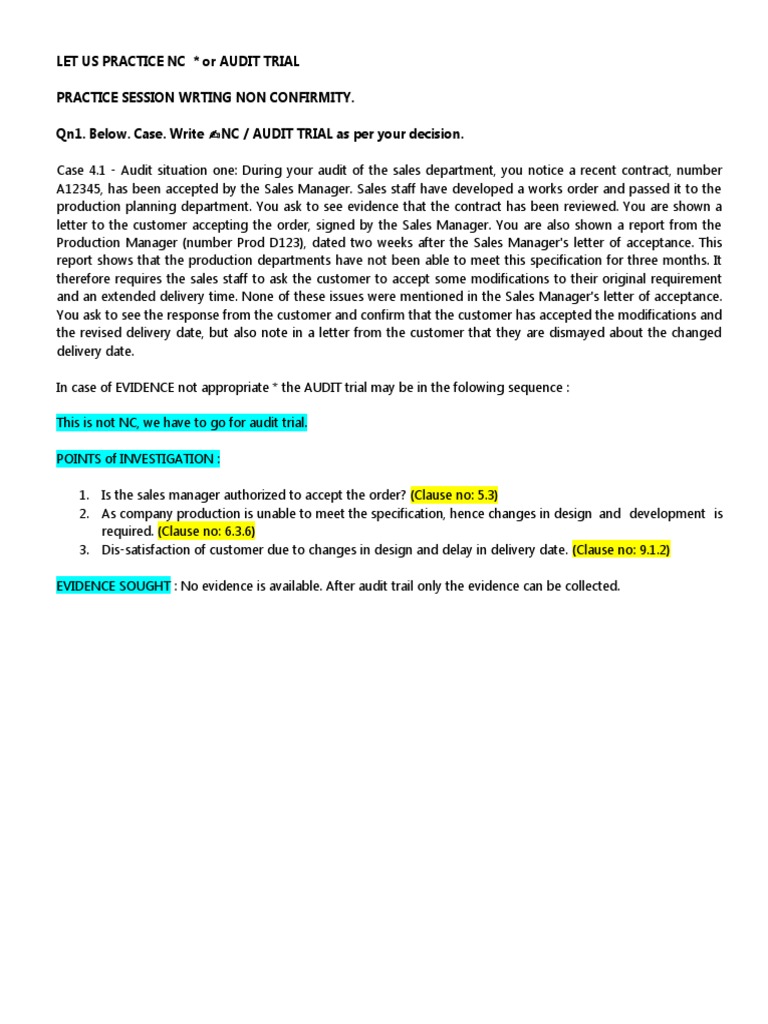 Practice Exercise | PDF | Audit | Iso 9000