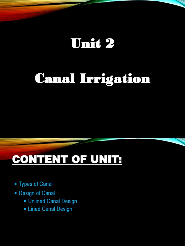 Unit 1 - Canal Design | PDF | Canal | Concrete