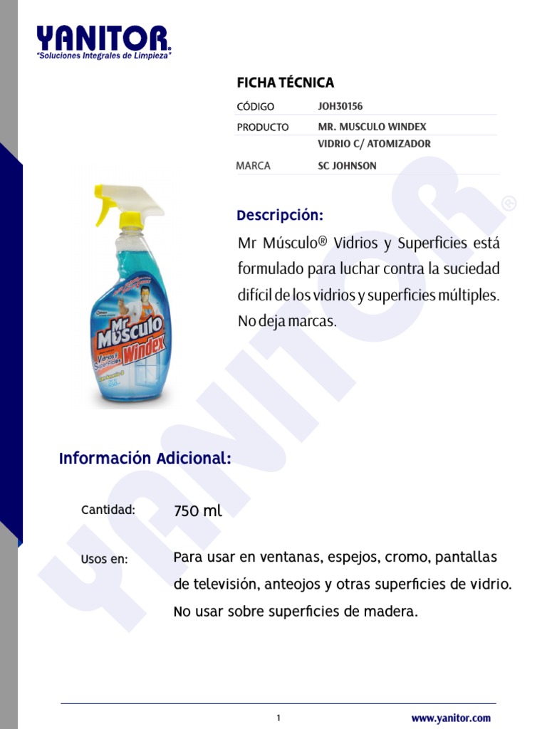 Windex | PDF | Agua | Administración de Seguridad y Salud Ocupacional