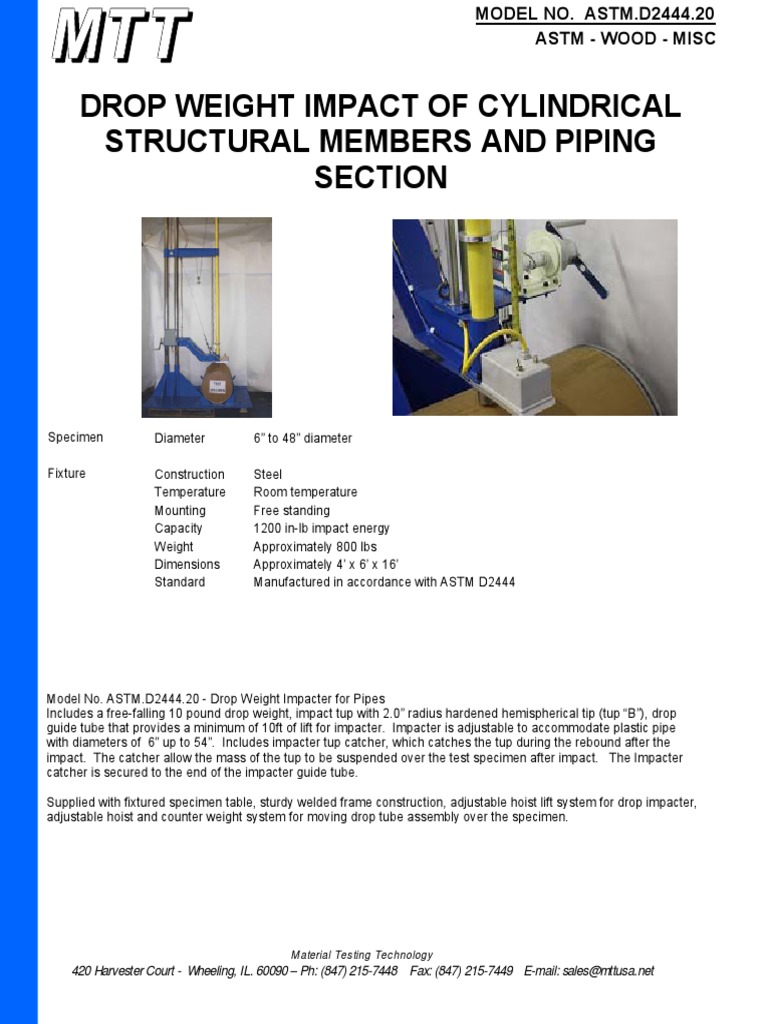 Drop Weight Impact of Cylindrical Structural Members and Piping Section ...