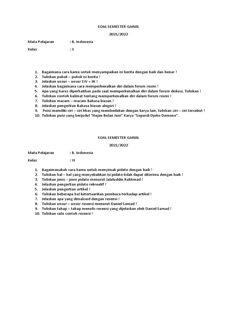 SOAL SEMESTER GANJIL Aliyah | PDF