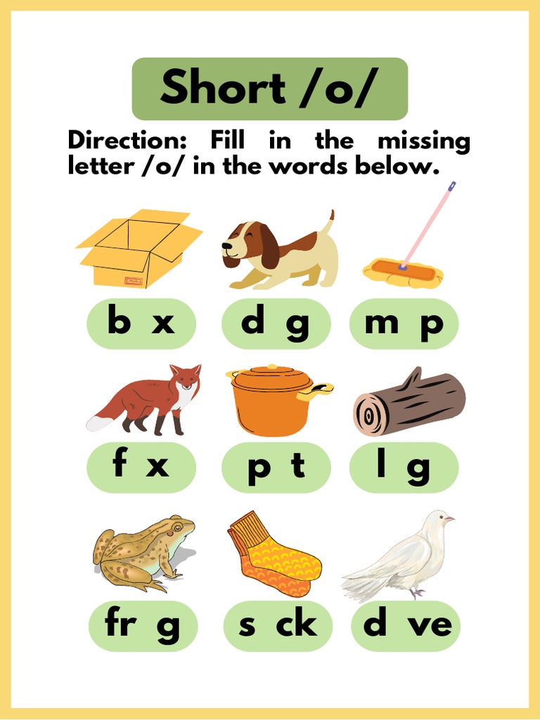 Short o Sound Worksheet | PDF