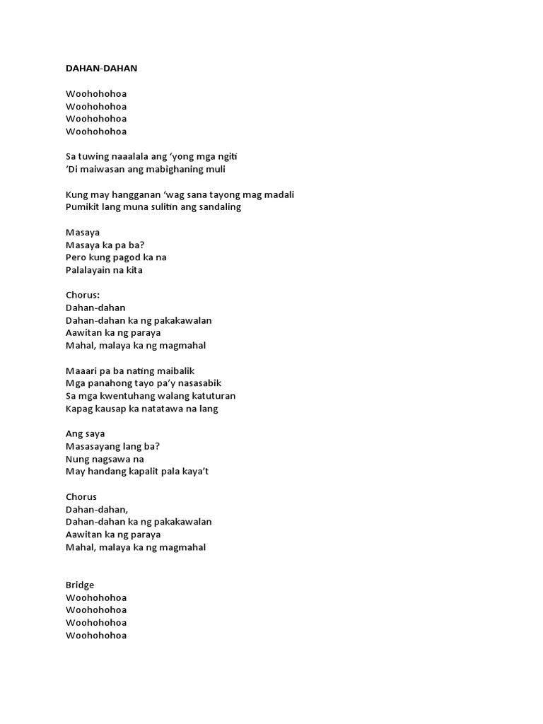 Lyrics DAHAN-DAHAN | PDF