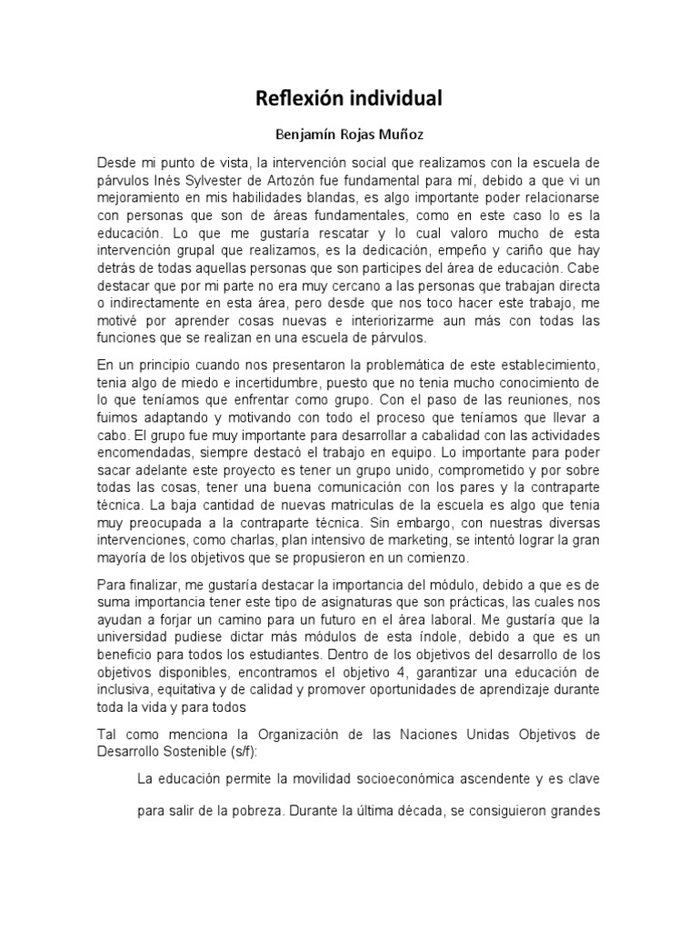 Reflexión Individual | PDF | Aprendizaje