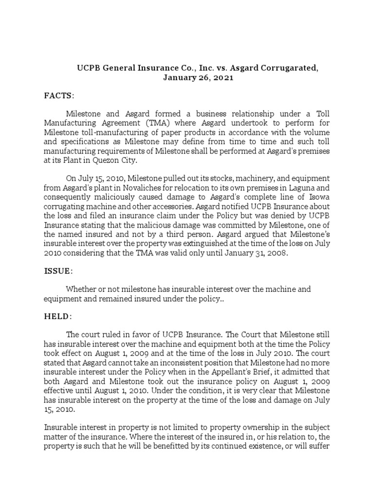 UCPB General Insurance Co., Inc. vs. Asgard Corrugarated, January 26 ...