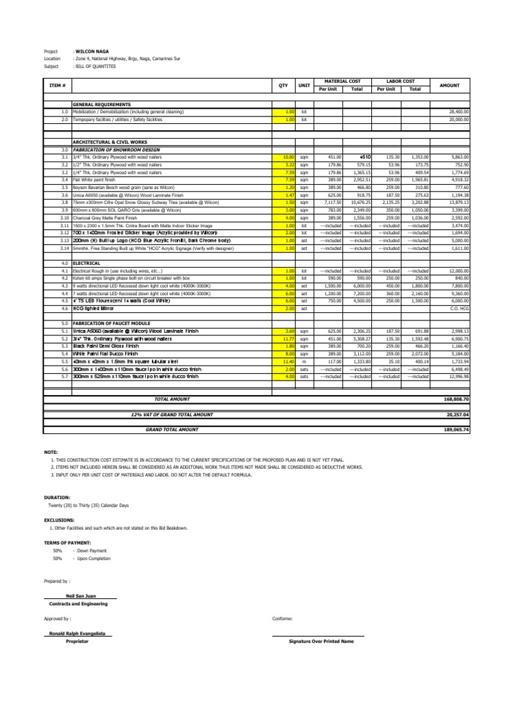 Hcg - Wilcon Naga | PDF | Materials | Building Engineering