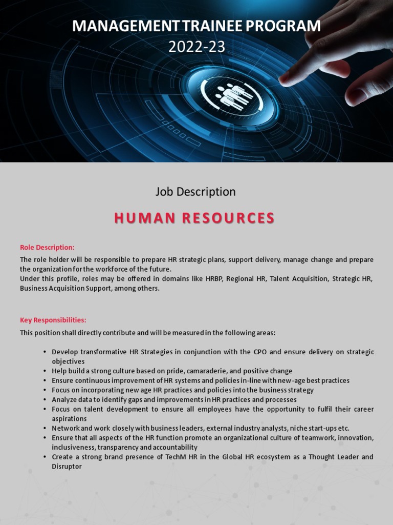 JD - Human Resources | PDF | Human Resources | Master Of Business Administration