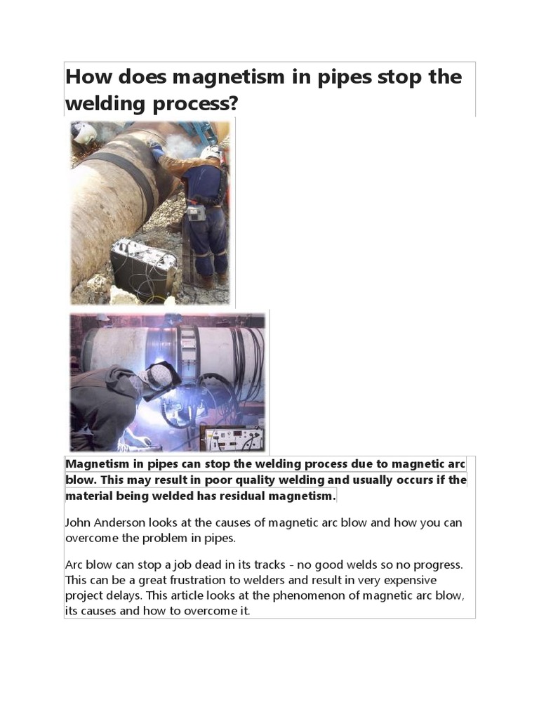 Magnetic Arc Blow in Pipe Welding | PDF | Welding | Construction