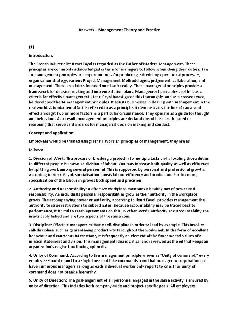 Answers - Management Theory and Practice - Nimin | PDF | Science | Behavioural Sciences