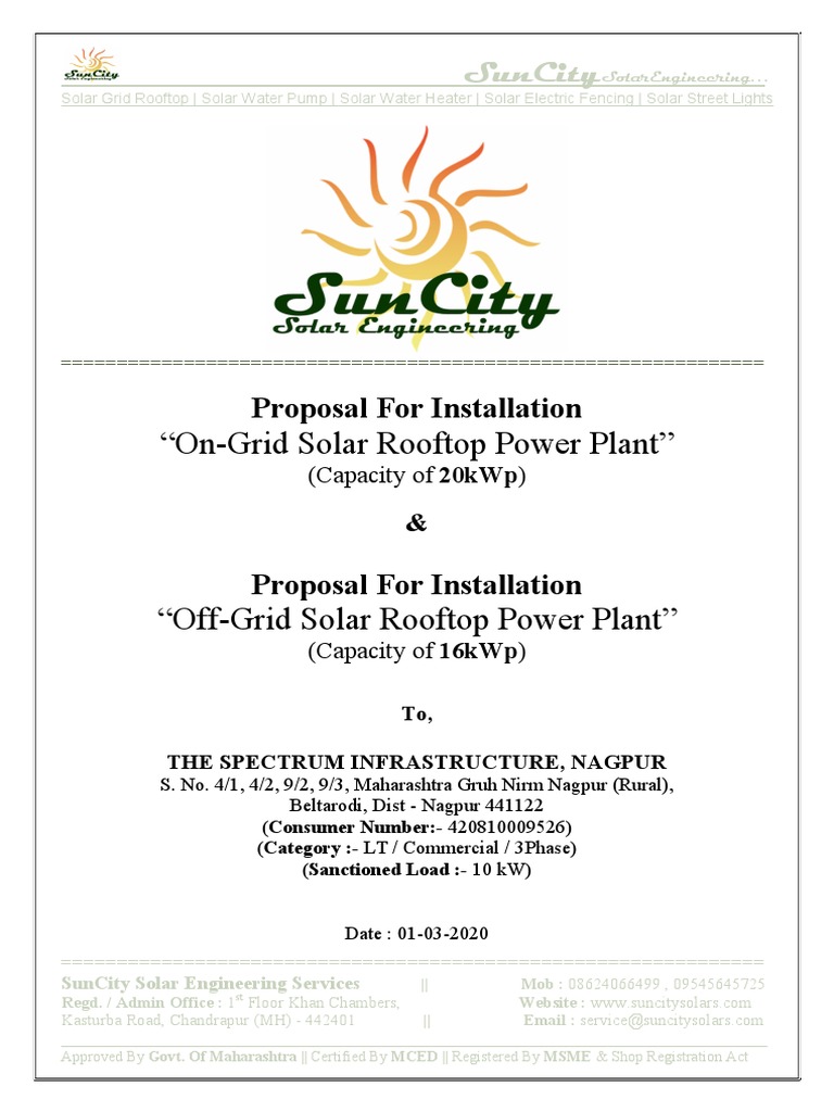Project Report For On-Grid & Off Grid Proposal Quotation Case Study ...