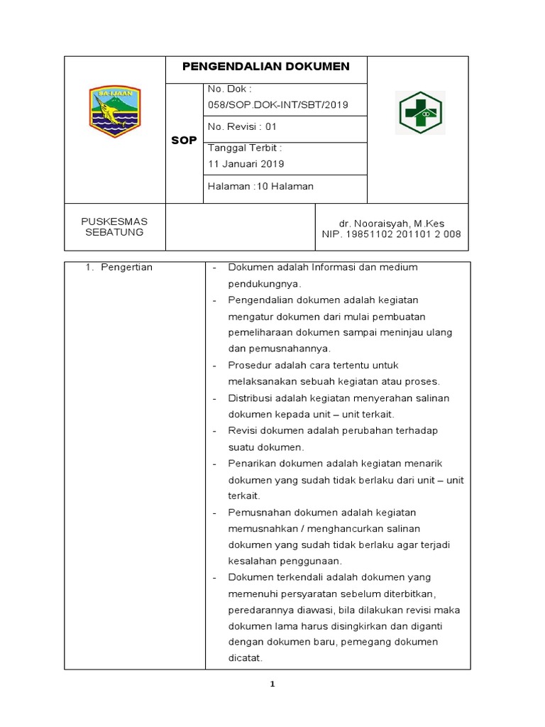 Contoh SOP Pengendalian Dokumen | PDF