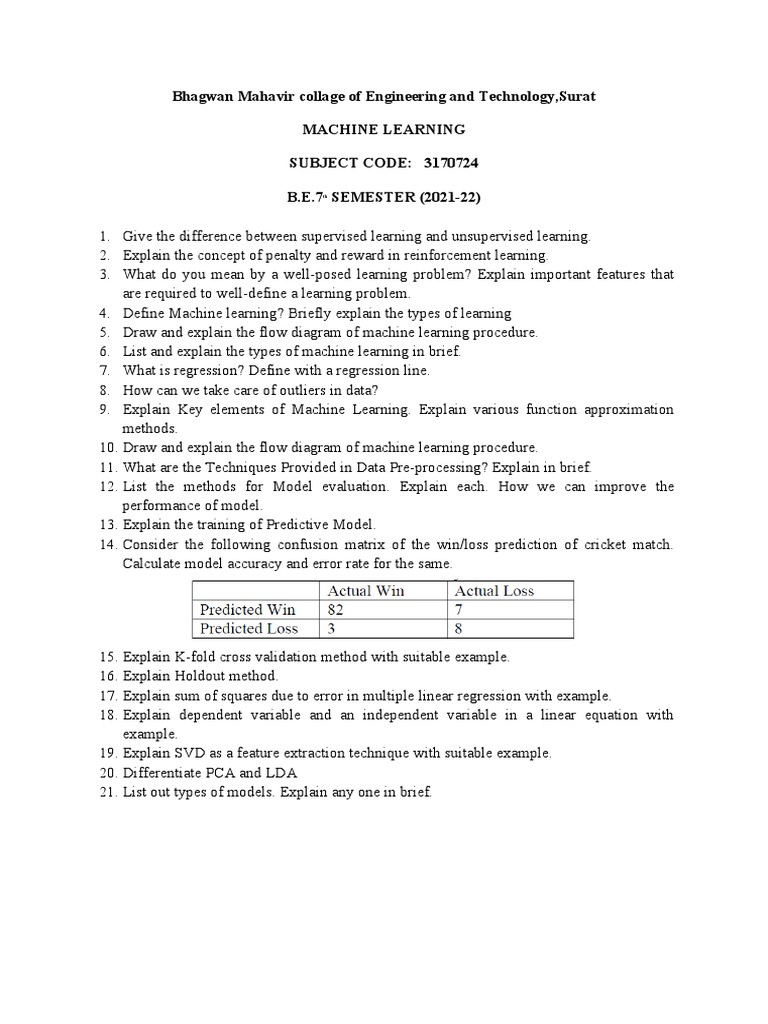 Machine Learning Exam Guide | PDF