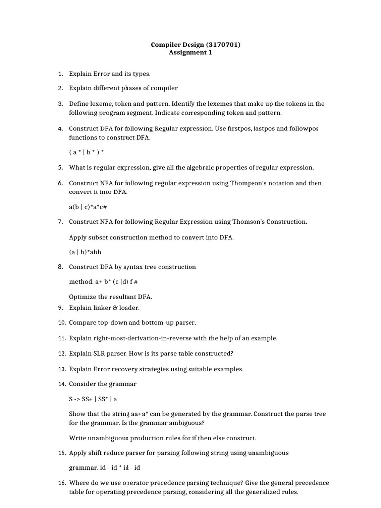 CD - Assignment 1 | PDF | Parsing | Regular Expression