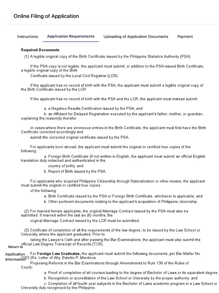 2025 Philippine Bar Exam Requirements | PDF | Birth Certificate ...