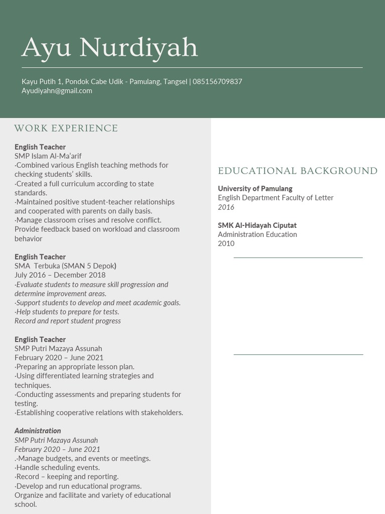 Green and Grey Color Blocks Digital Marketing Resume | PDF ...