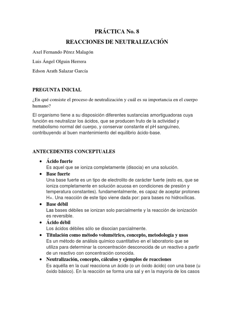 Práctica8 Equipo6 | PDF | Química | Valoración