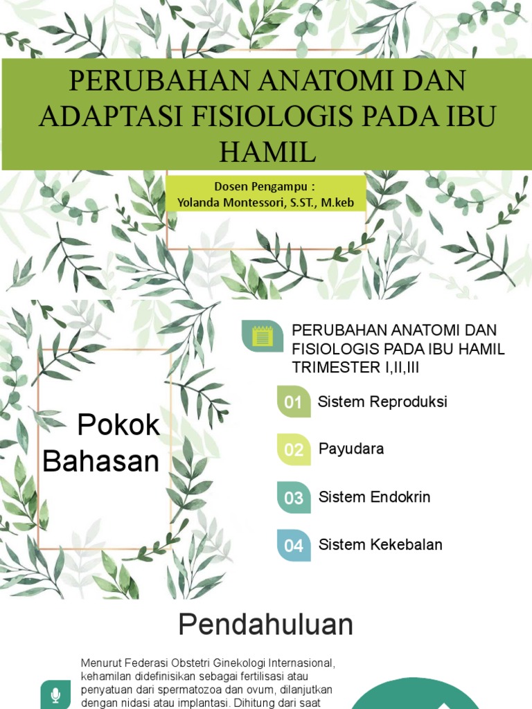 Materi 9 - Perubahan Anatomi Dan Adaptasi Fisiologis Pada Ibu Hamil | PDF
