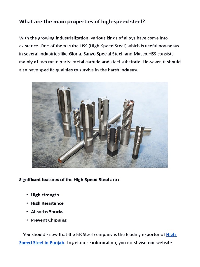 What Are The Main Properties of High-Speed Steel? | PDF | Art