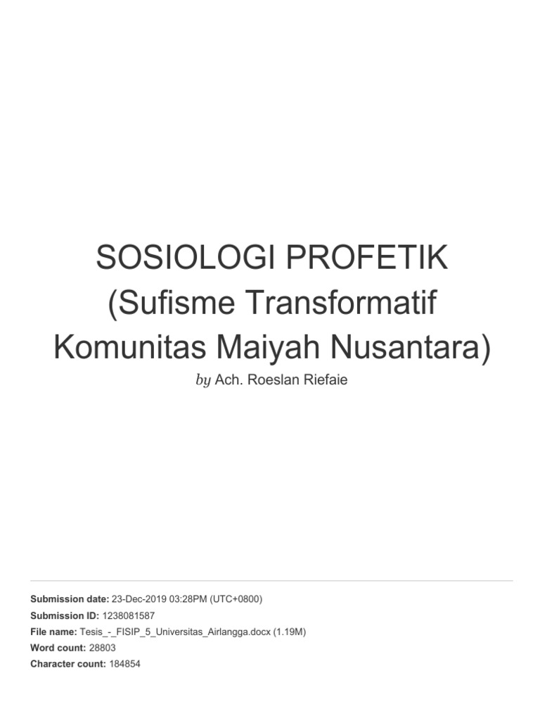 SOSIOLOGI PROFETIK (Sufisme Transformatif Komunitas Maiyah Nusantara ...