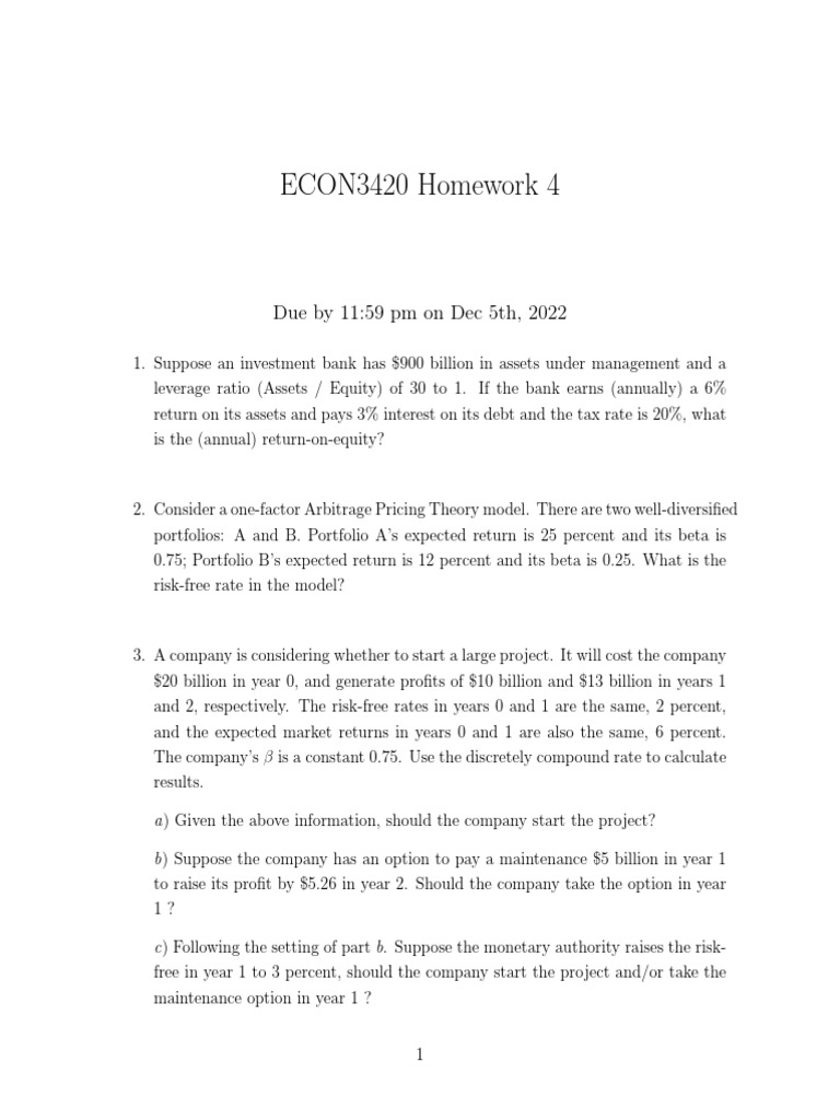 Financial Economics Homework | PDF